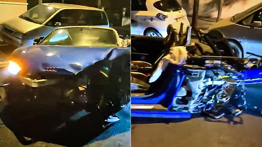 Прокатный Audi R8 развалился пополам после ДТП с 13 автомобилями — Motor